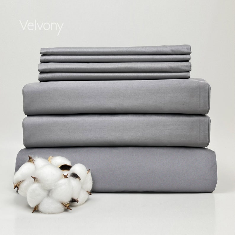 Deluxe Bundle Sheet Set, 100% Luxury Cotton Bedding, 7 PC Set, Sateen ...