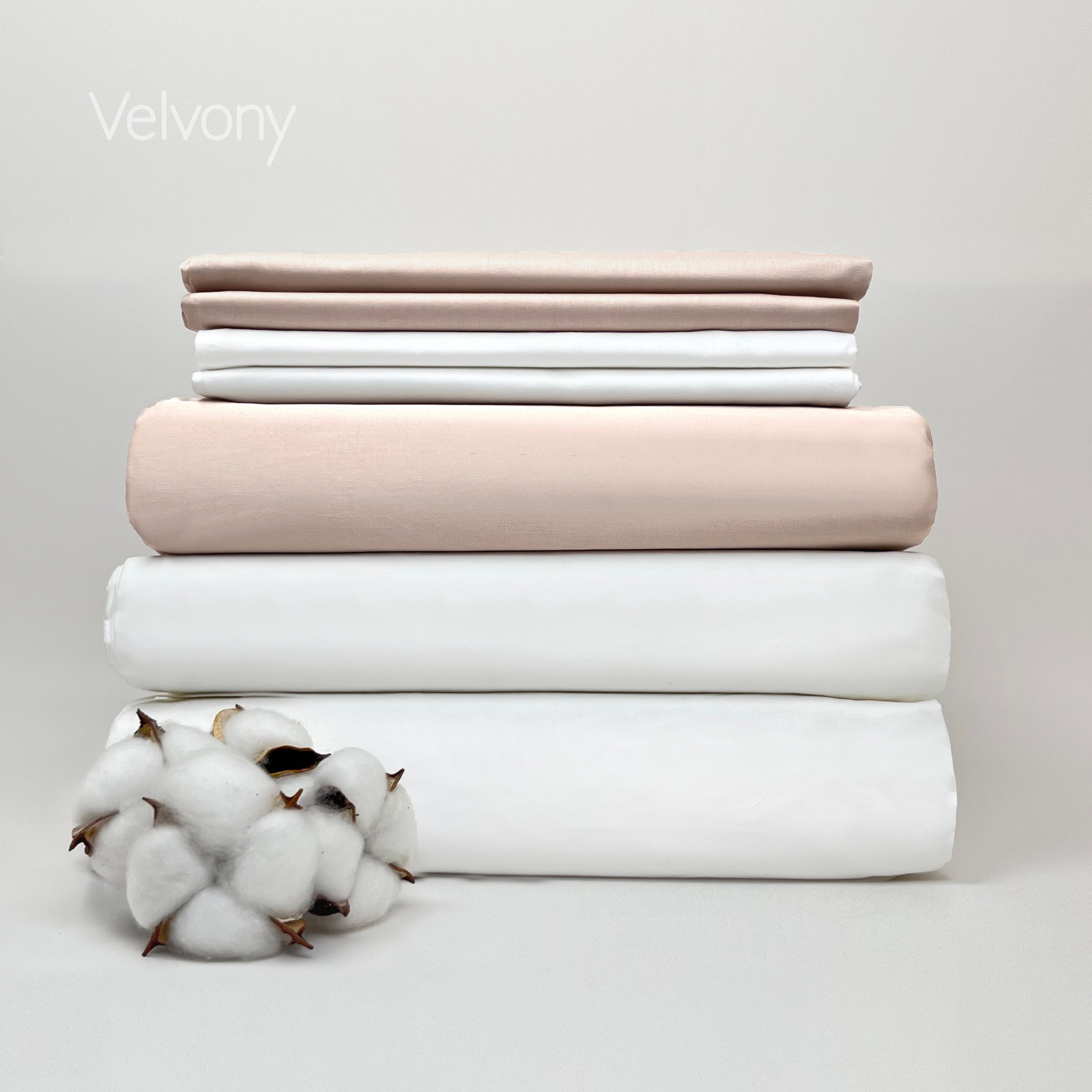 Deluxe Bundle Sheet Set, 100% Luxury Cotton Bedding, 7 PC Set, Sateen ...