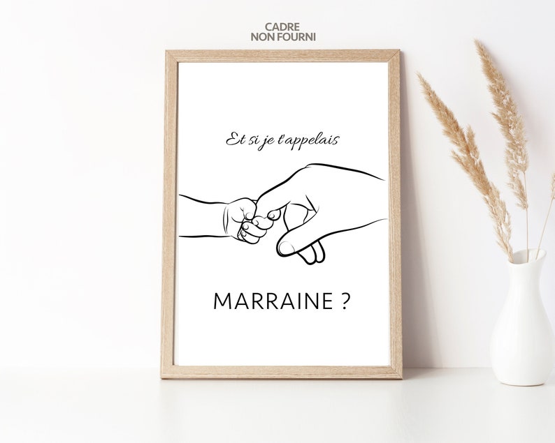 Affiche demande marraine. Cadeau de naissance ou baptême. Idée cadeau ...