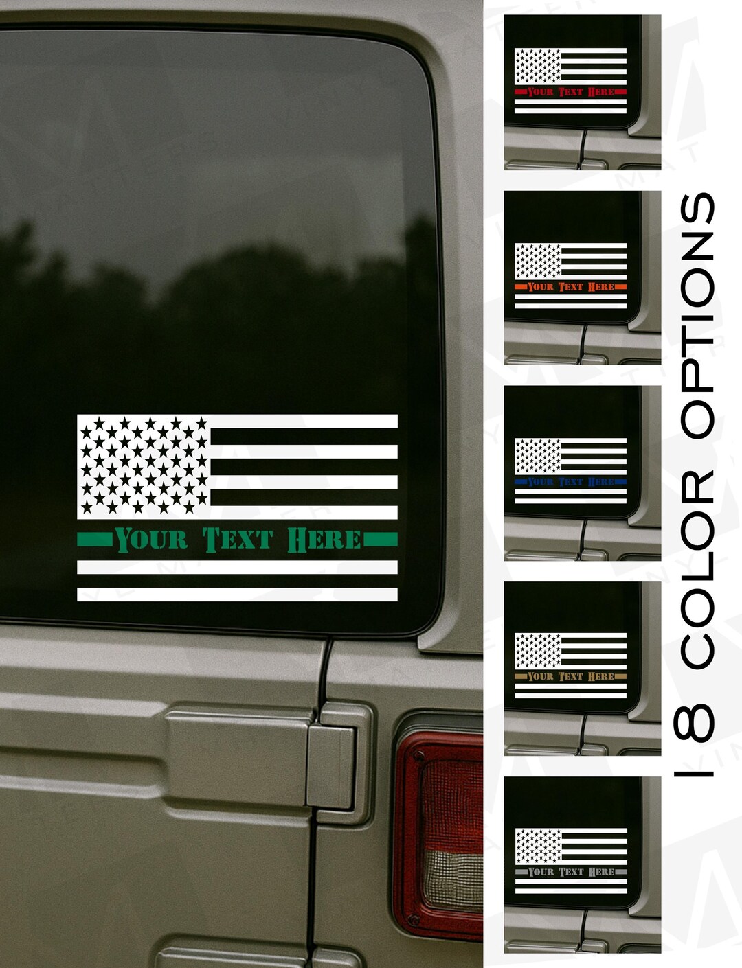 Custom Thin Line American Flag Vinyl Decal - Patriotic Car Bumper ...