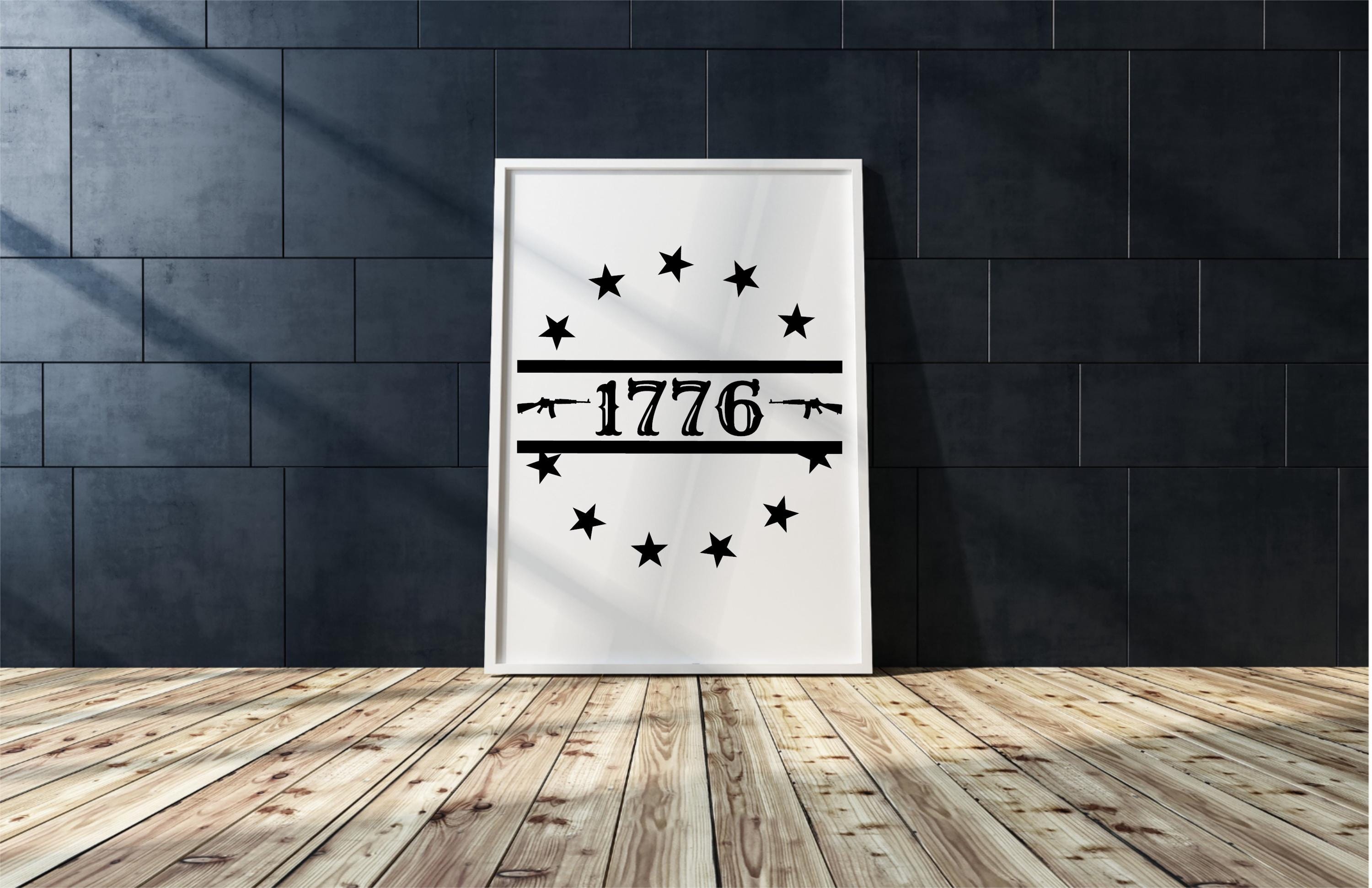 1776 Vinyl Car Decal Custom Color Patriotic Gun and Stars Design USA ...