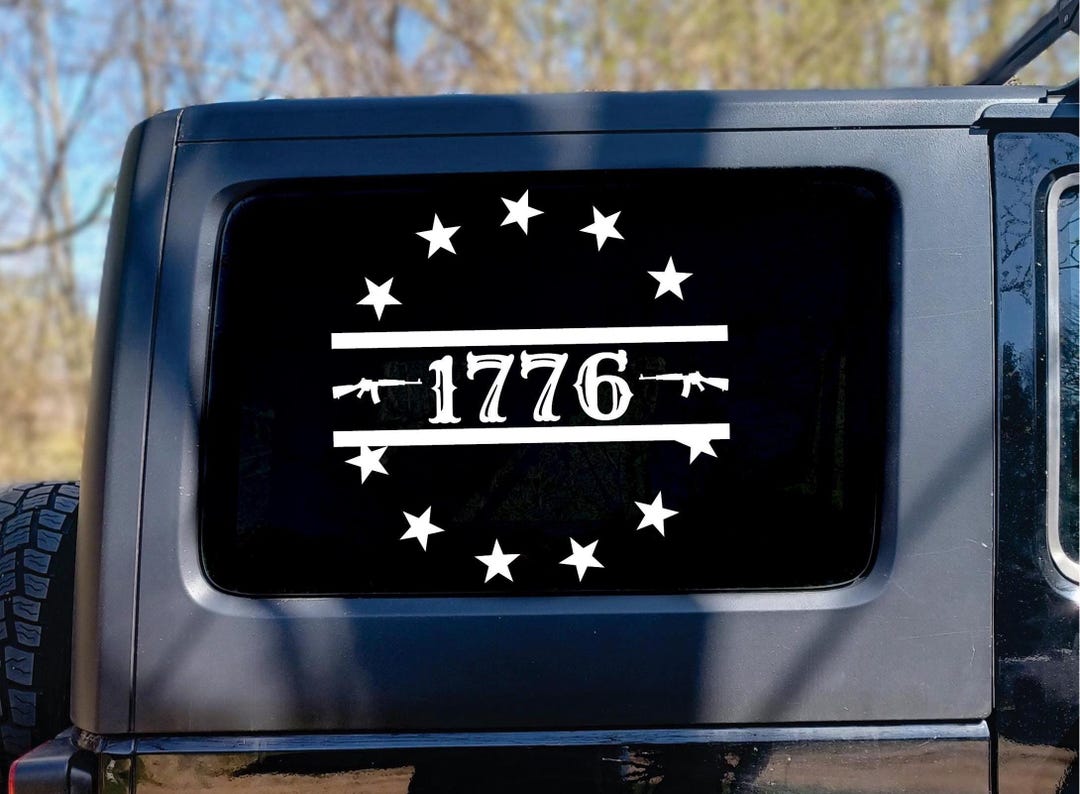 1776 Vinyl Car Decal | Custom Color | Patriotic Gun and Stars Design ...