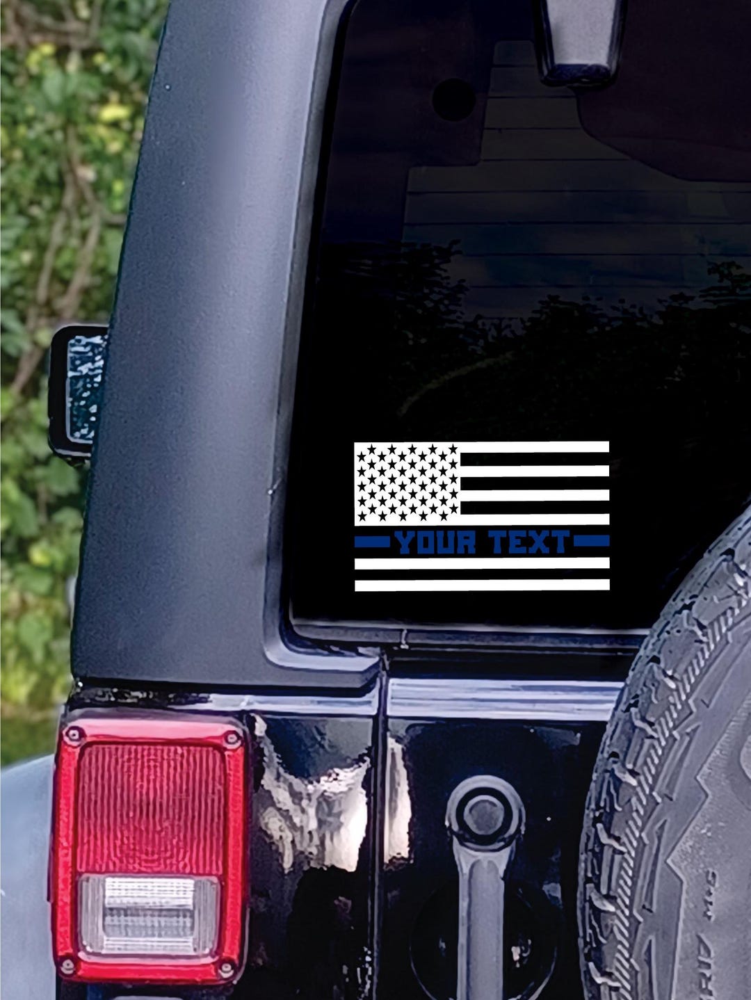 Custom Blue Thin Line American Flag Car Decal | Personalized Back the ...