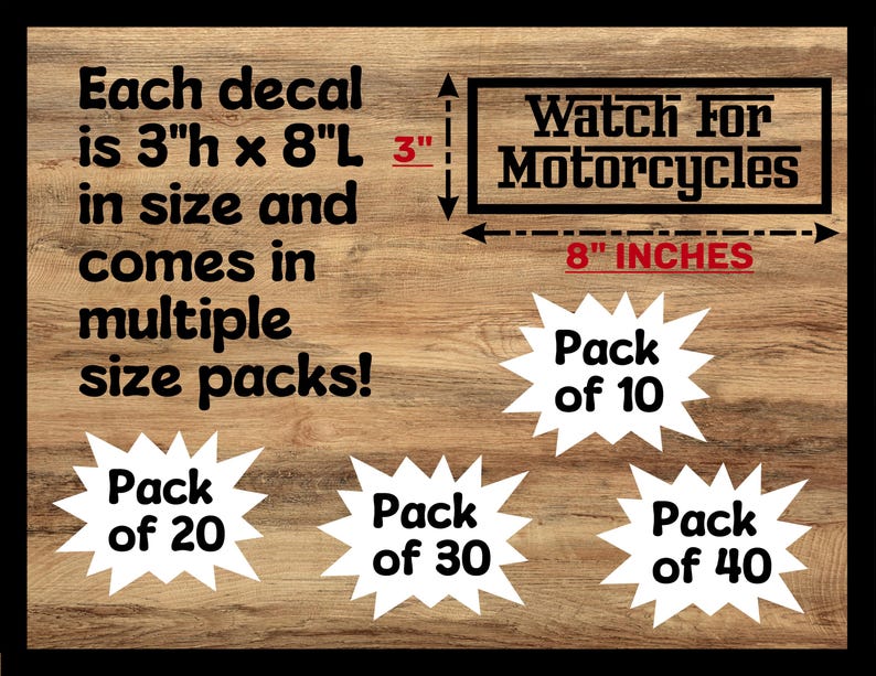 Motorcycle Awareness Vinyl Decal | Bike Safety | Watch for Motorcycles ...