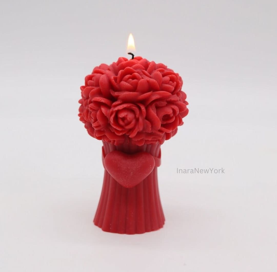 Flower Bouquet Shaped Candle Valentines Day Candle Sculptural Candle ...