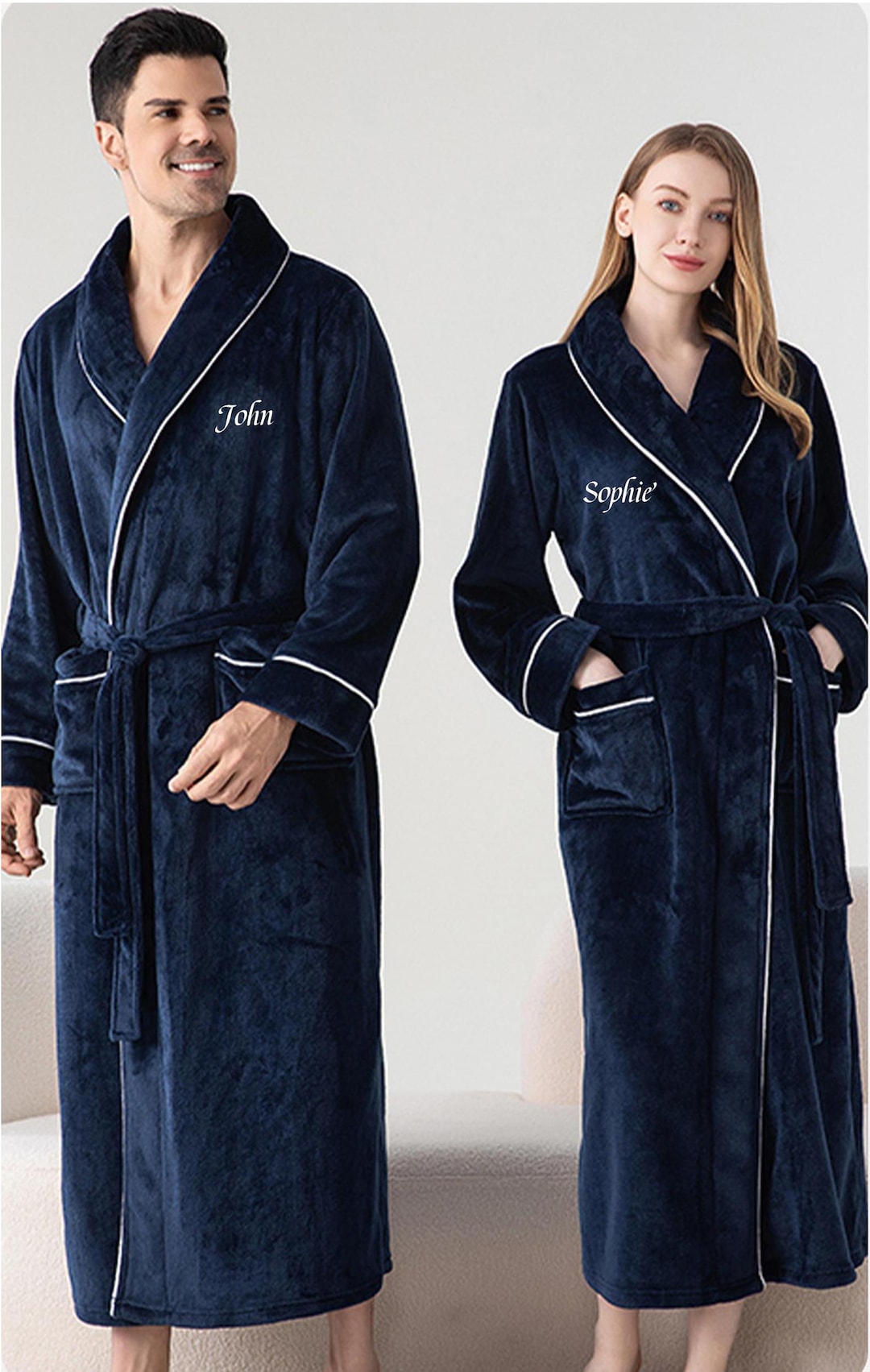 Personalized Plush Micro Fleece Robe, Embroidered Spa Bath Robe - Etsy