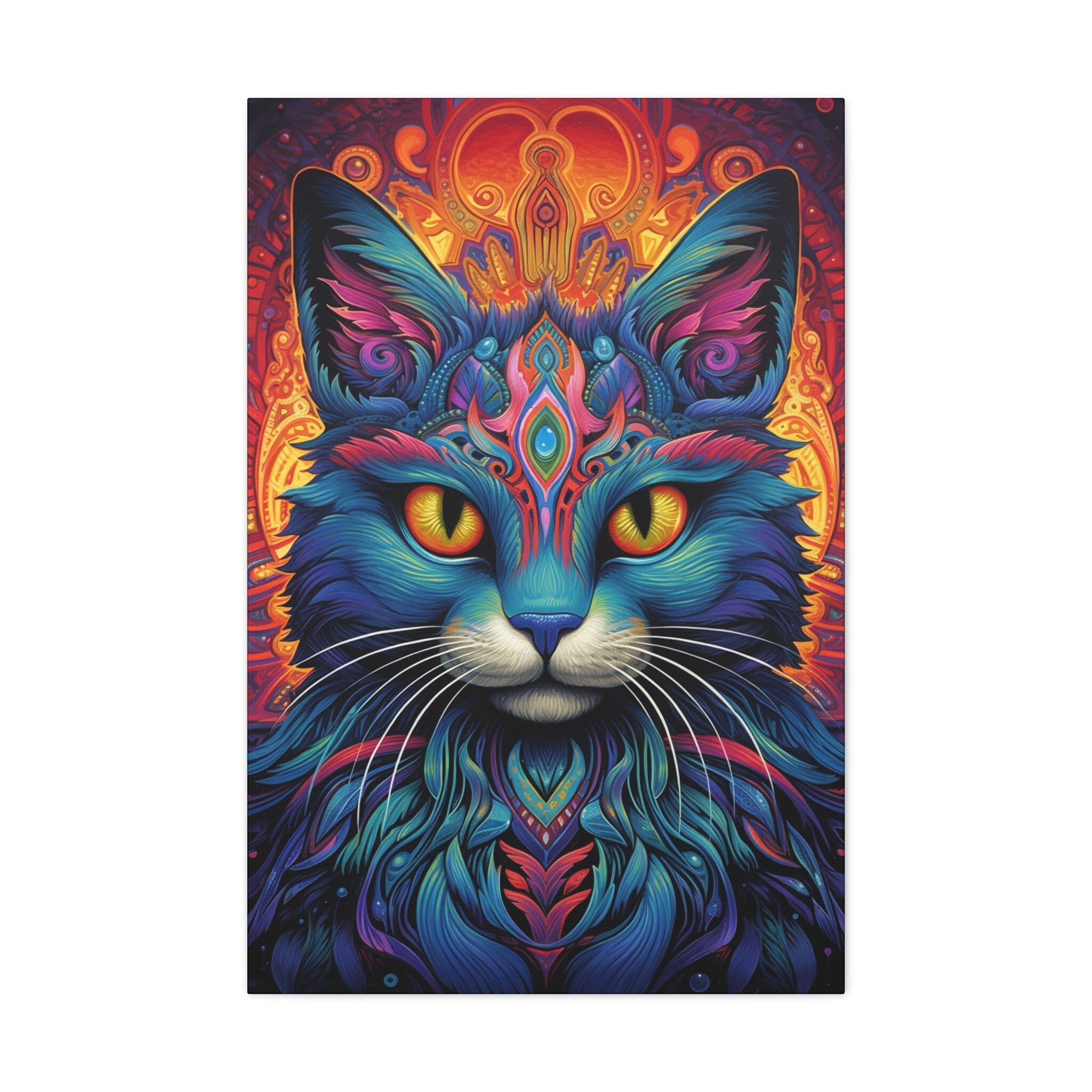 Psychedelic 3rd Eye Cat Canvas Print - Etsy