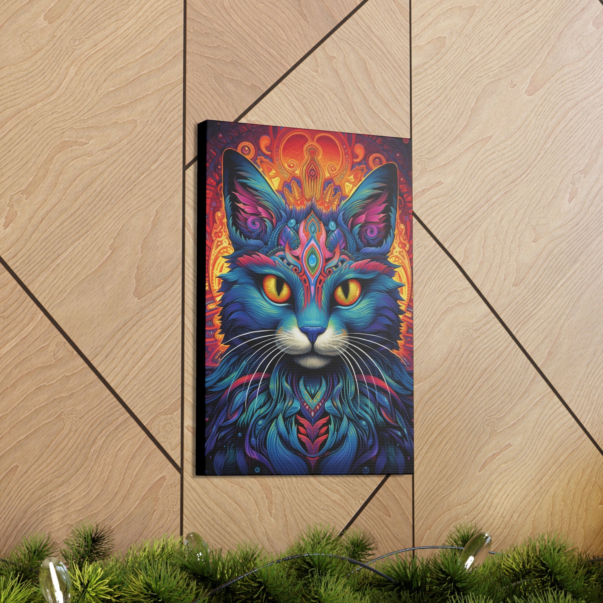 Psychedelic 3rd Eye Cat Canvas Print - Etsy