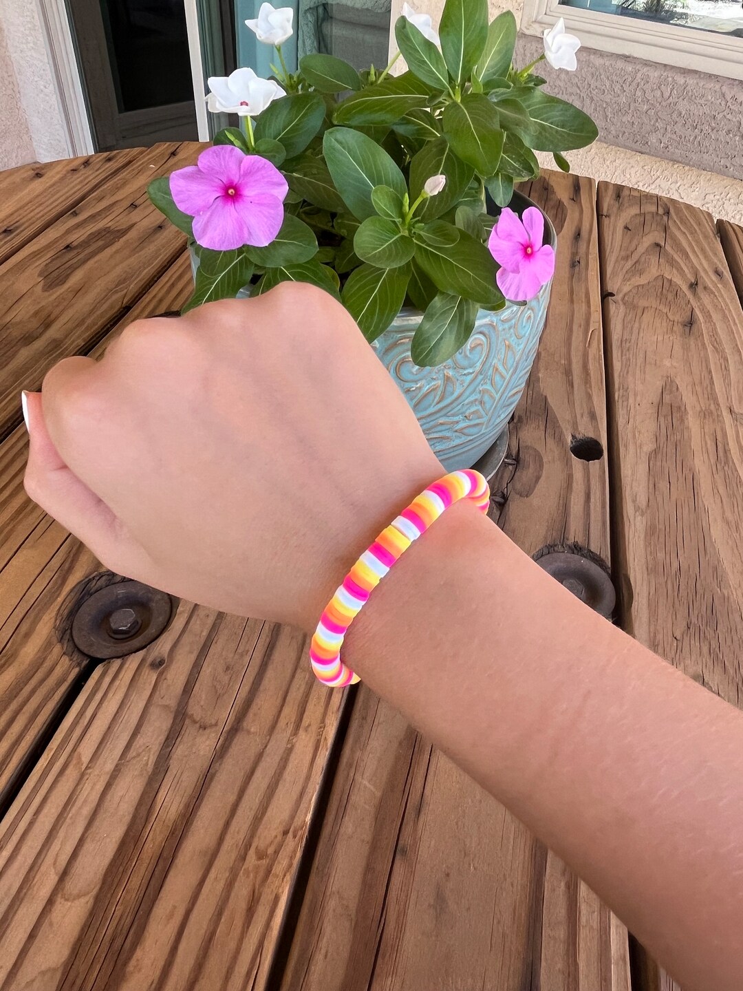 Sunset Clay Bead Bracelet - Etsy