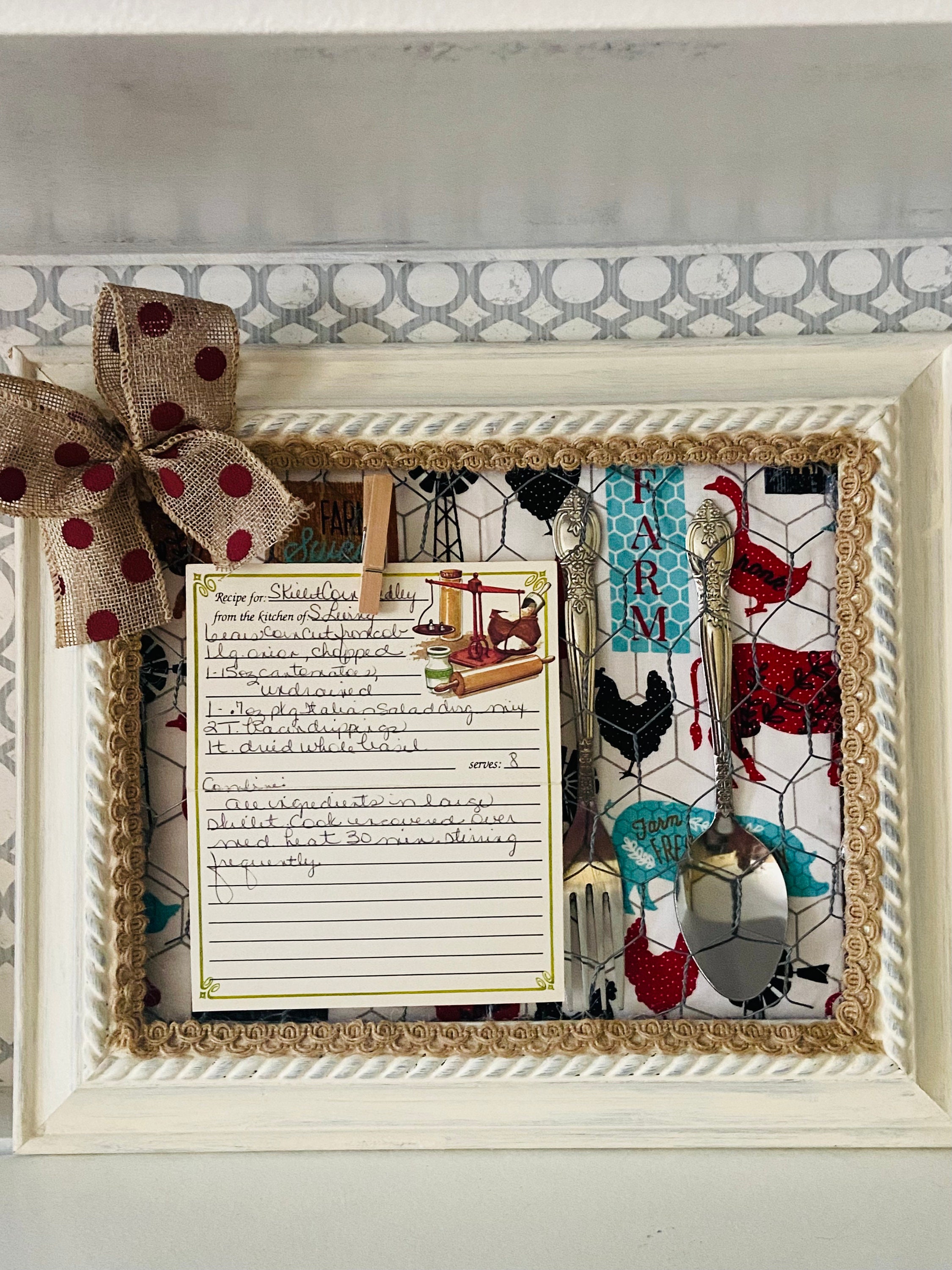 Farmhouse Kitchen Decor ~ Picture Frame, Recipe Holder ~ Clothespin ...
