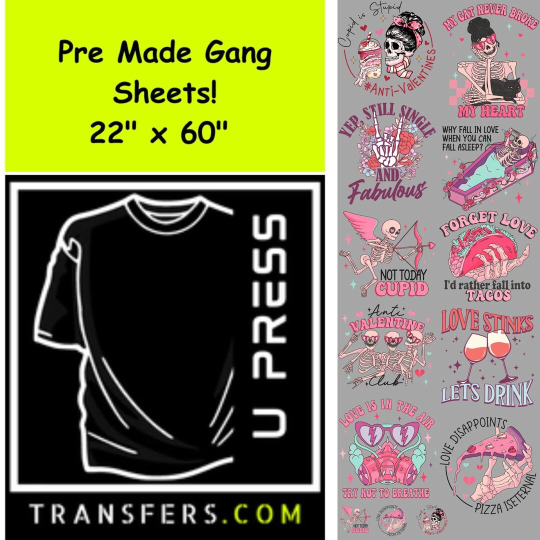 DTF Gang Sheet, DTF Transfers, Ready to Press Anti Valentine DTF Gang ...