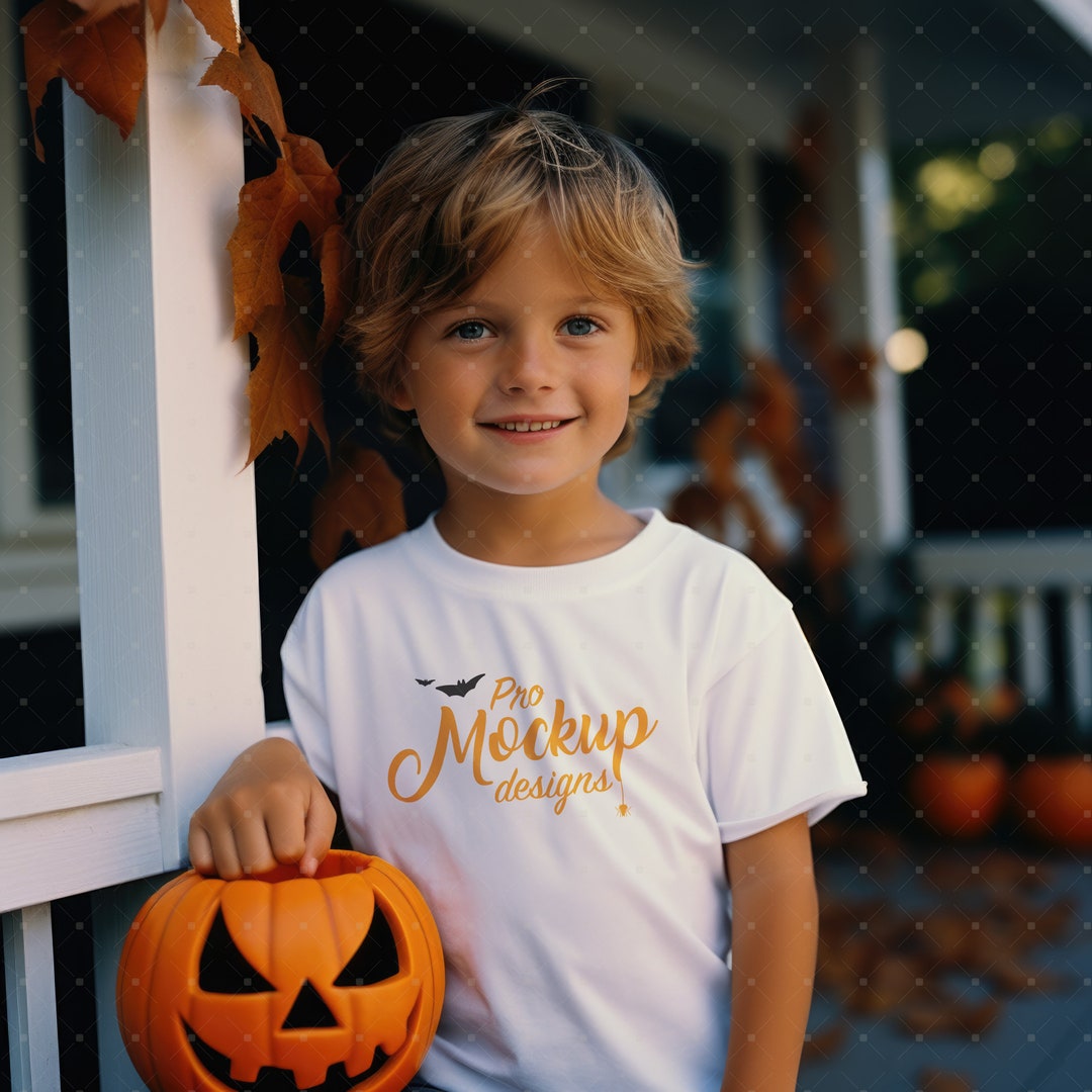 Bella Canvas 3001 Mockup White T-shirt Mockup, Halloween Child Mock ...