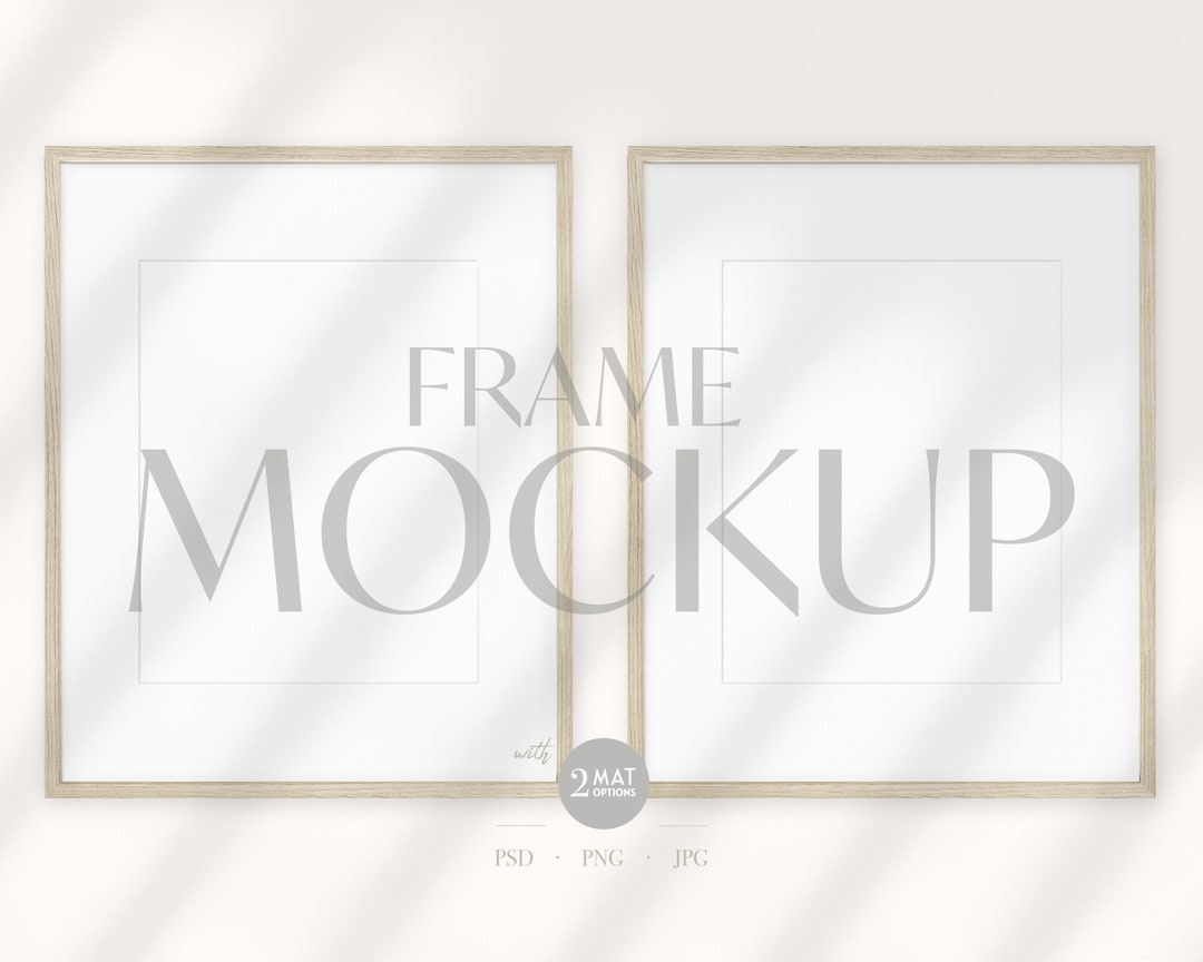 Two 16x20 Birch Frames Editable Mockup, Natural Light Window Shadow ...