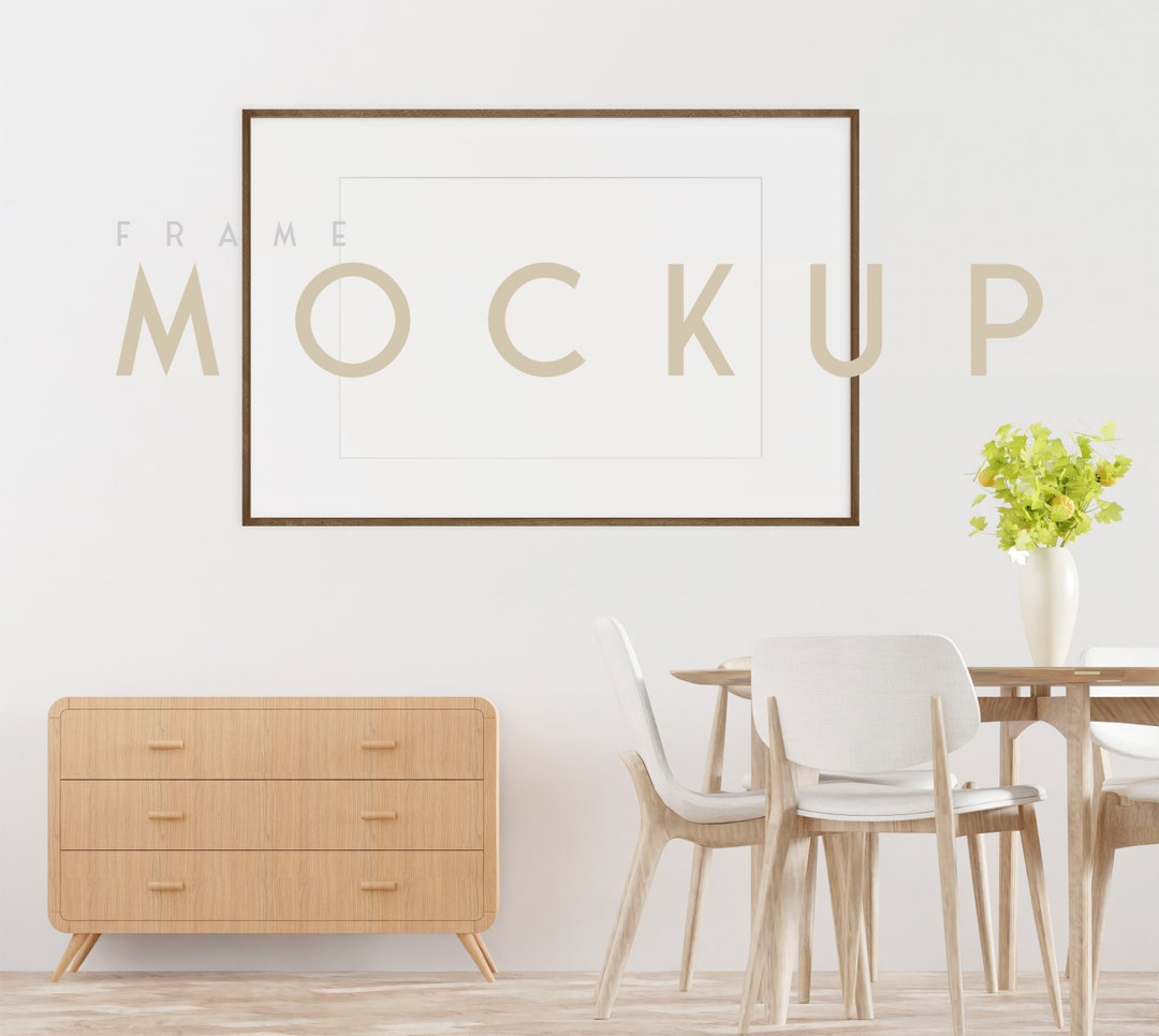 Walnut Landscape Frame 24x36'' Mockup for Modern Home Decor Wall Art or ...