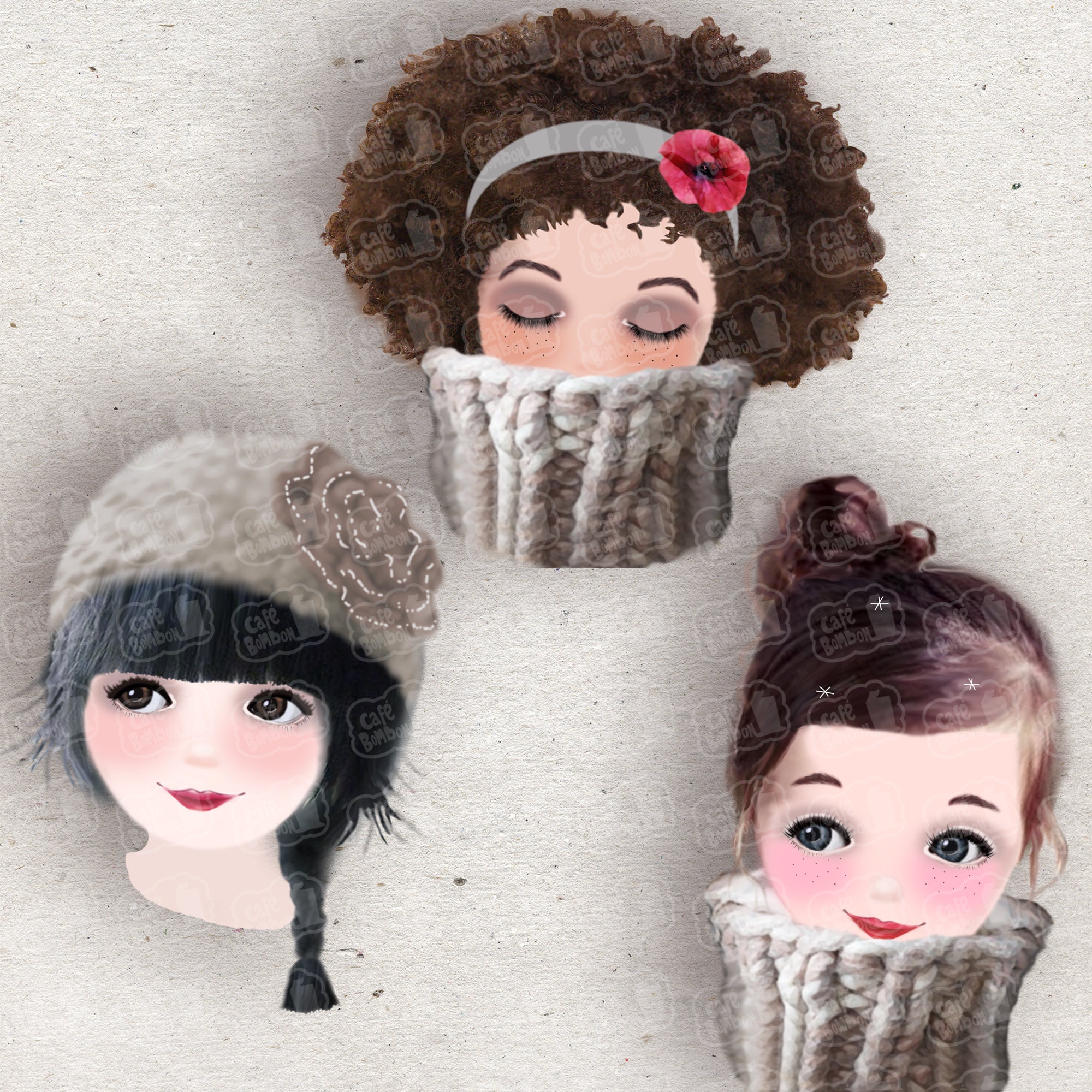 Winter Girl Clipart, Digital Download, PNG Files, Hand Made Girls, Junk ...