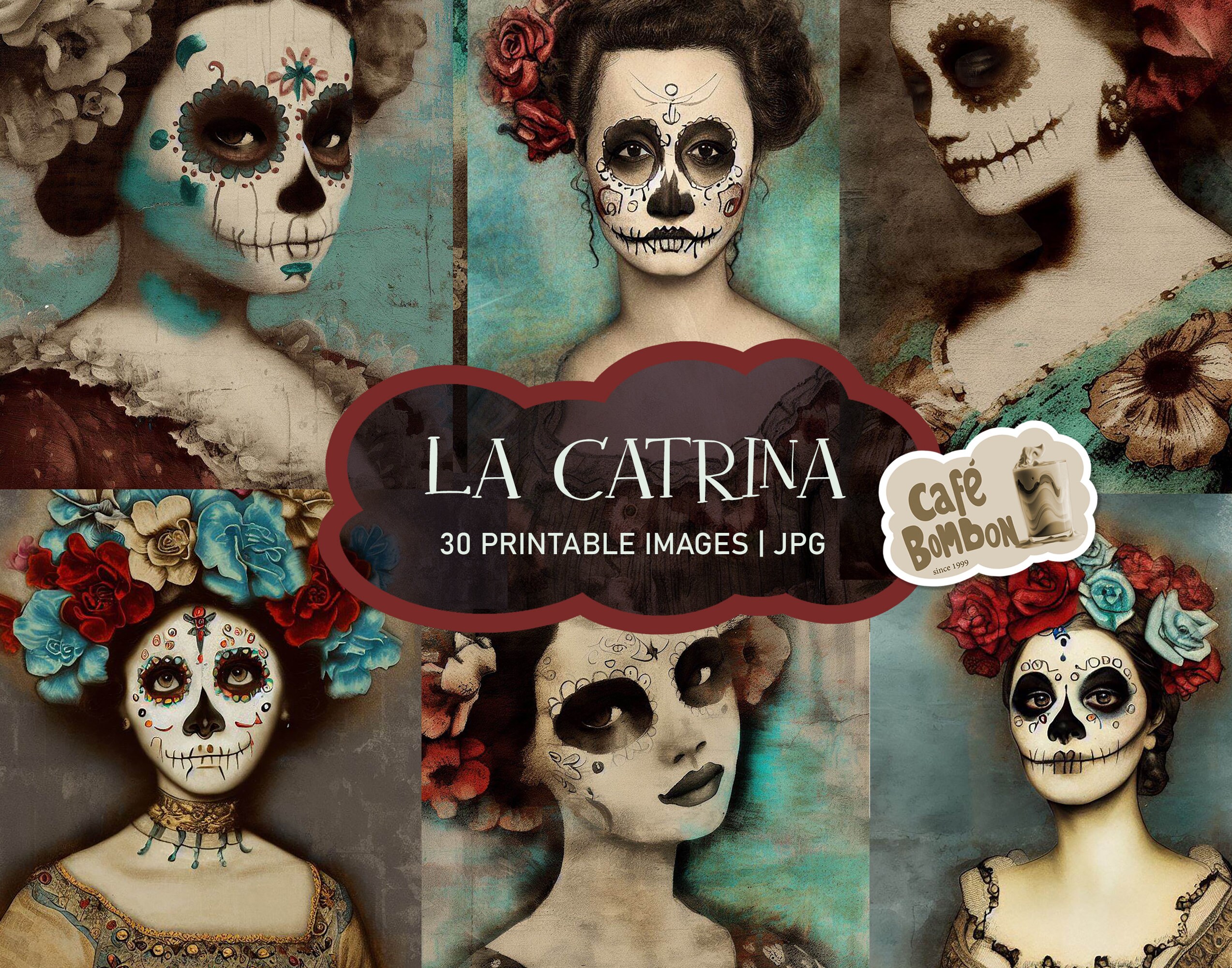 La Catrina Clipart, Dia De Los Muertos Watercolor Clip Art, Digital ...