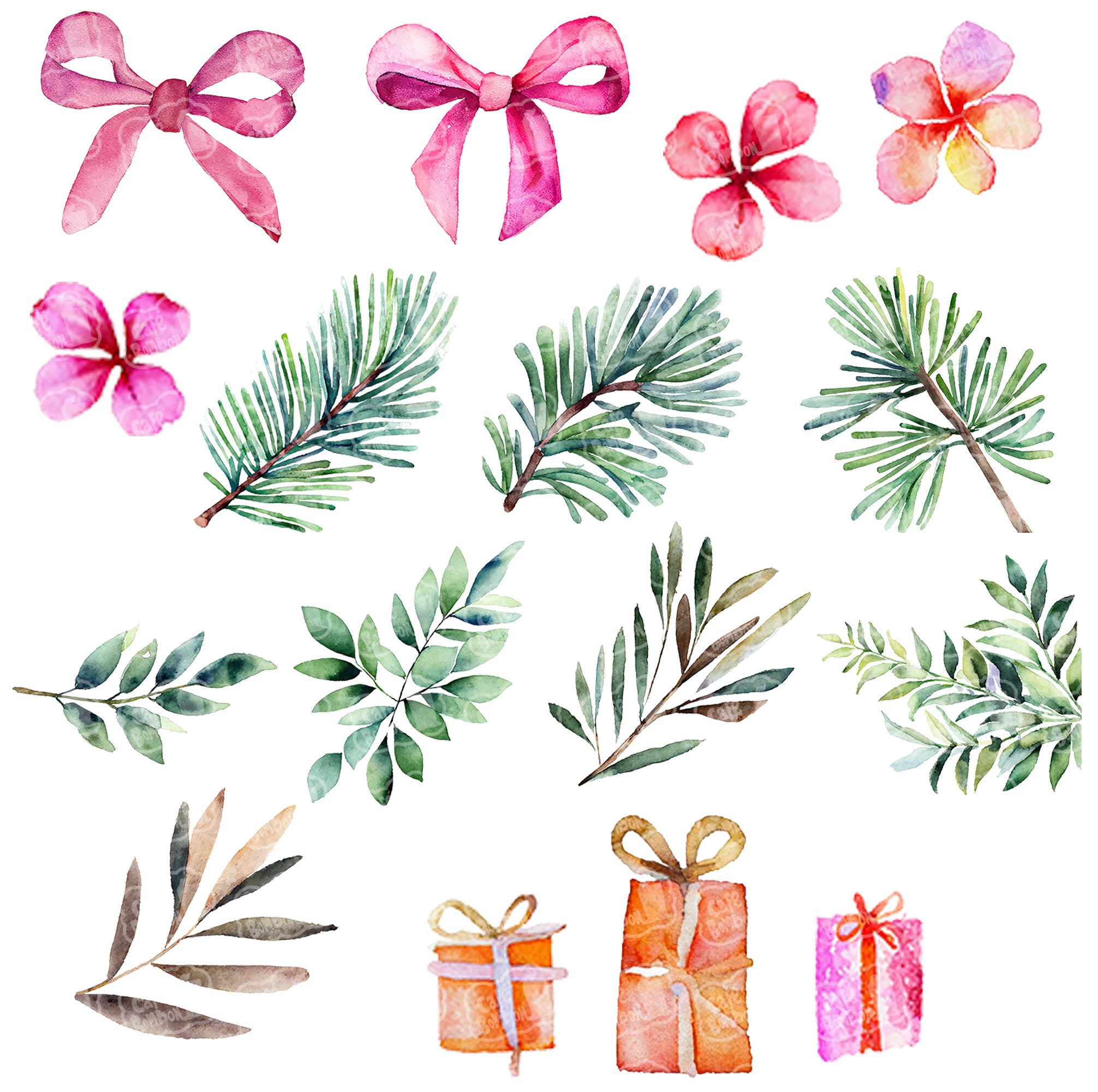 Watercolor Tropical Christmas Clipart | Hawaii Christmas, Handmade Tiki ...