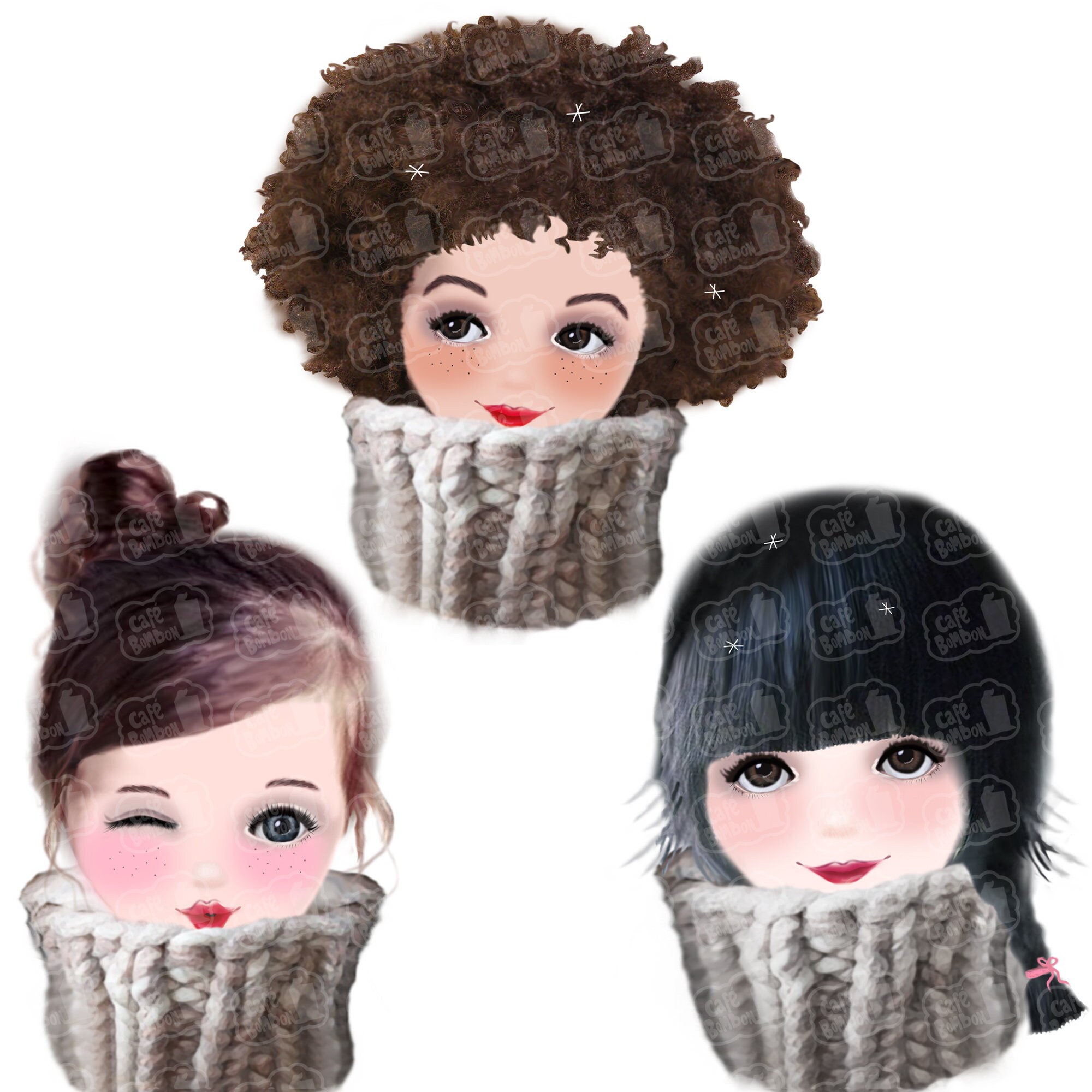 Winter Girl Clipart, Digital Download, PNG Files, Hand Made Girls, Junk ...