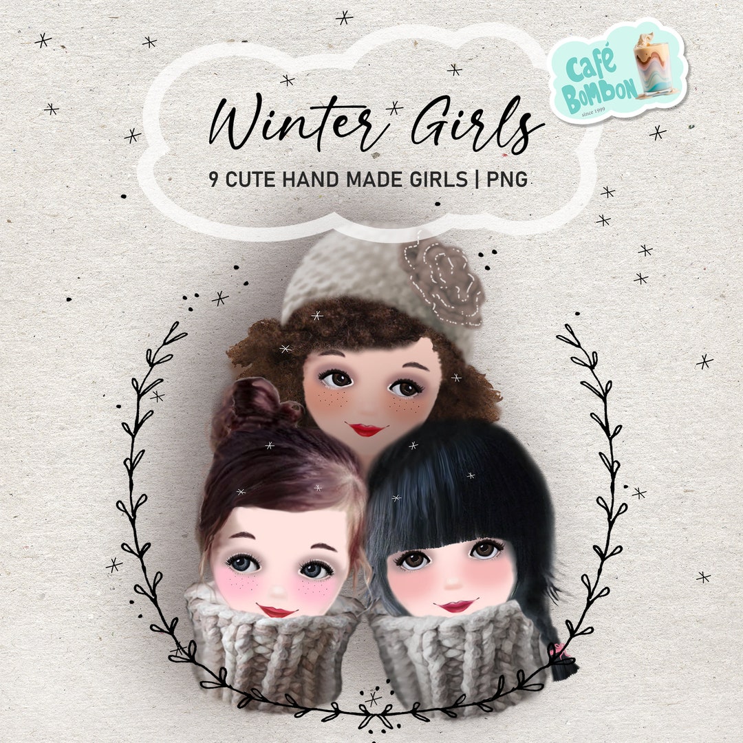Winter Girl Clipart, Digital Download, PNG Files, Hand Made Girls, Junk ...
