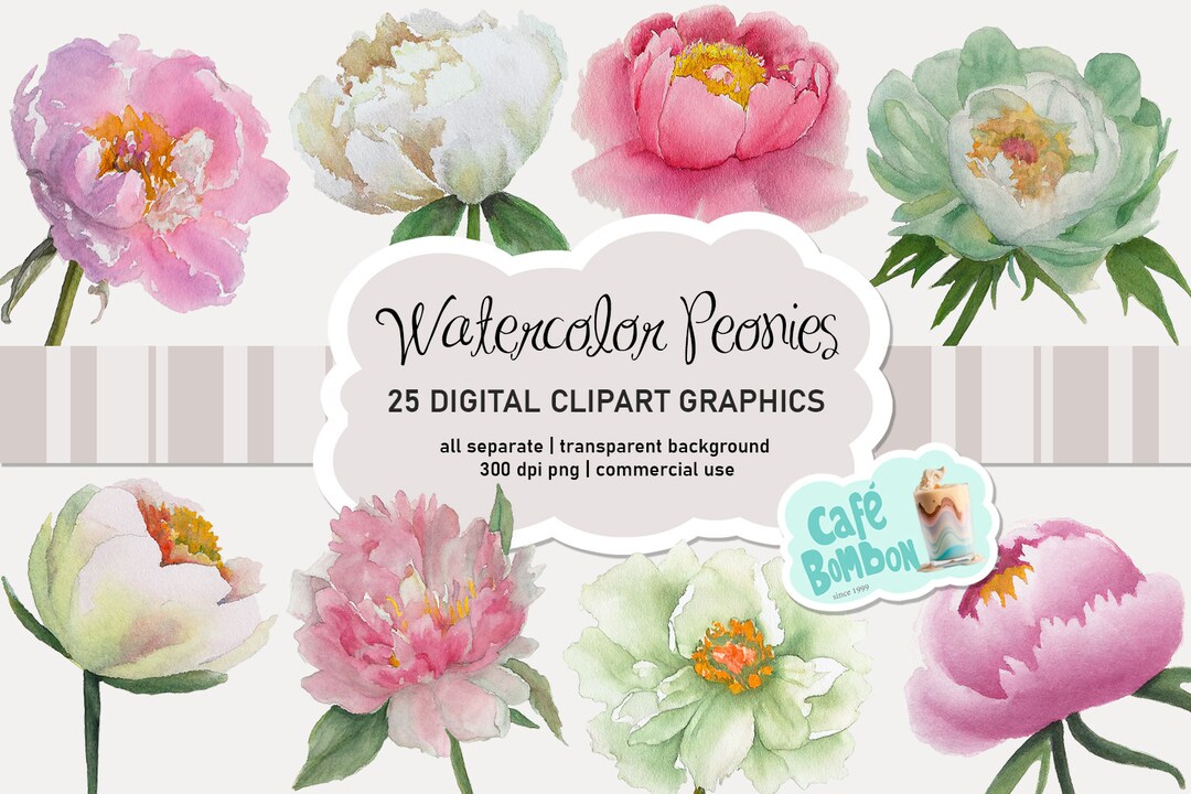 Watercolor Floral Clipart Watercolor Peony Clip Art, Wildflowers Png ...
