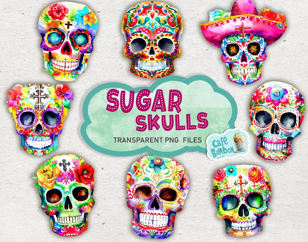 Watercolor Sugar Skull Clipart, Calavera, Day of Dead Transparent PNG ...