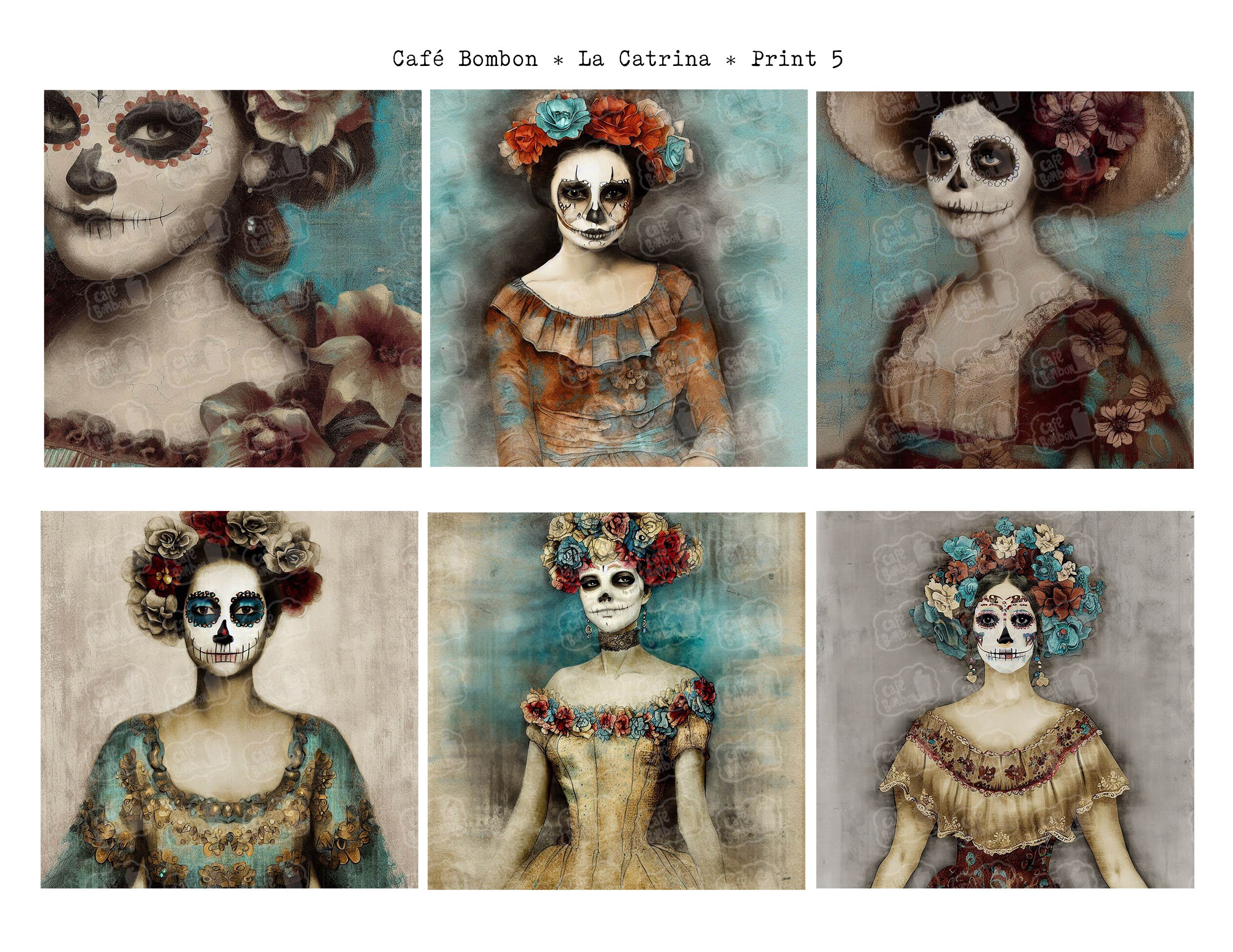 La Catrina Clipart, Dia De Los Muertos Watercolor Clip Art, Digital ...