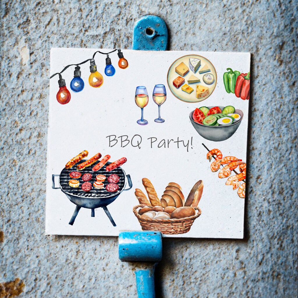 Watercolor BBQ Clipart Barbecue Party Clip Art SVG, PNG Digital ...