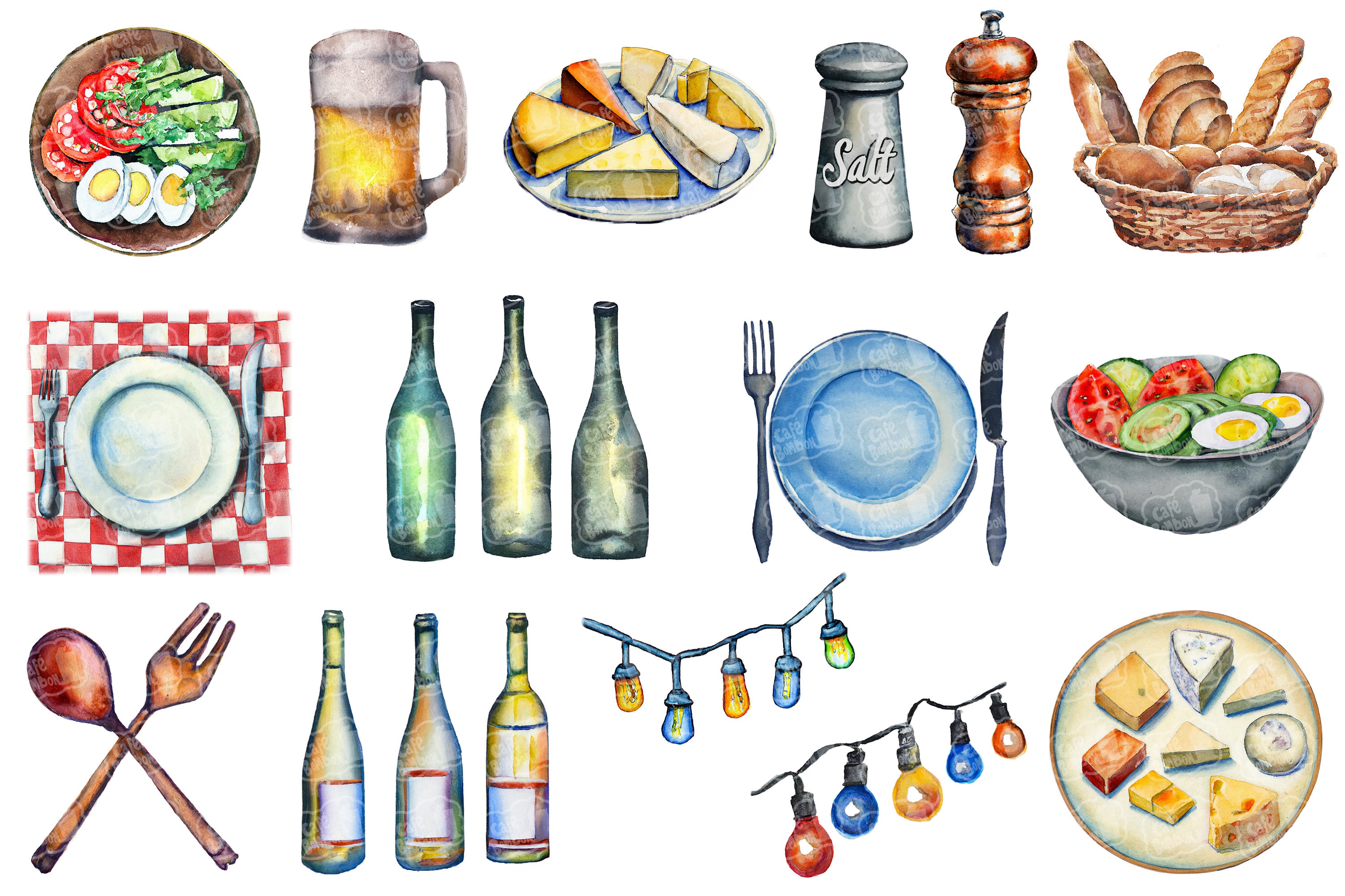 Watercolor BBQ Clipart | Barbecue Party Clip Art SVG, PNG Digital ...