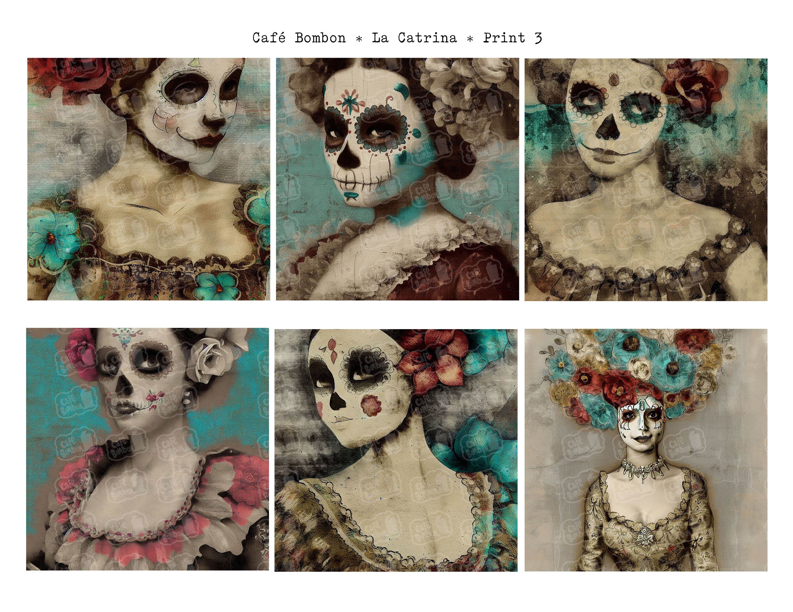 La Catrina Clipart, Dia De Los Muertos Watercolor Clip Art, Digital ...