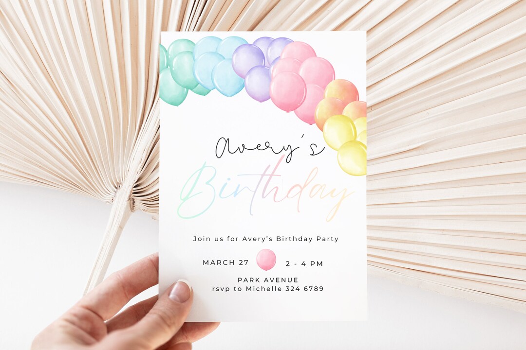 Pastel Rainbow Birthday Invitation Pastel 1st Birthday - Etsy