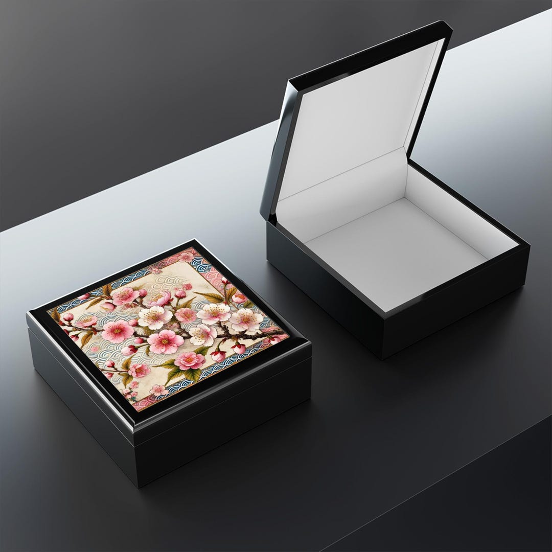 Sakura Jewelry Box | Japanese-inspired Keepsake Box, Sakura Art Design ...