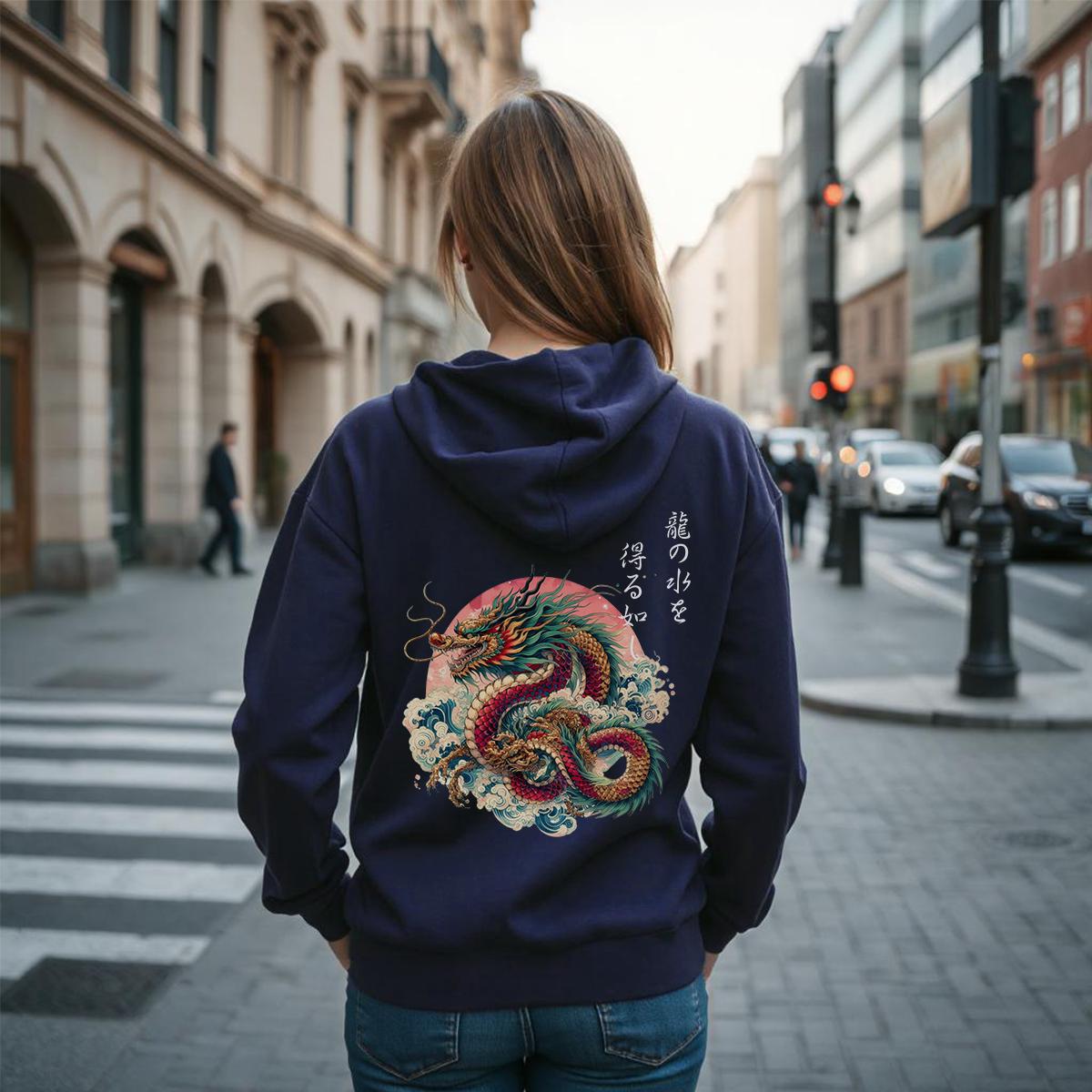 Japanese Dragon & Kanji Hoodie | Japan Streetwear, Y2K Top, Anime ...