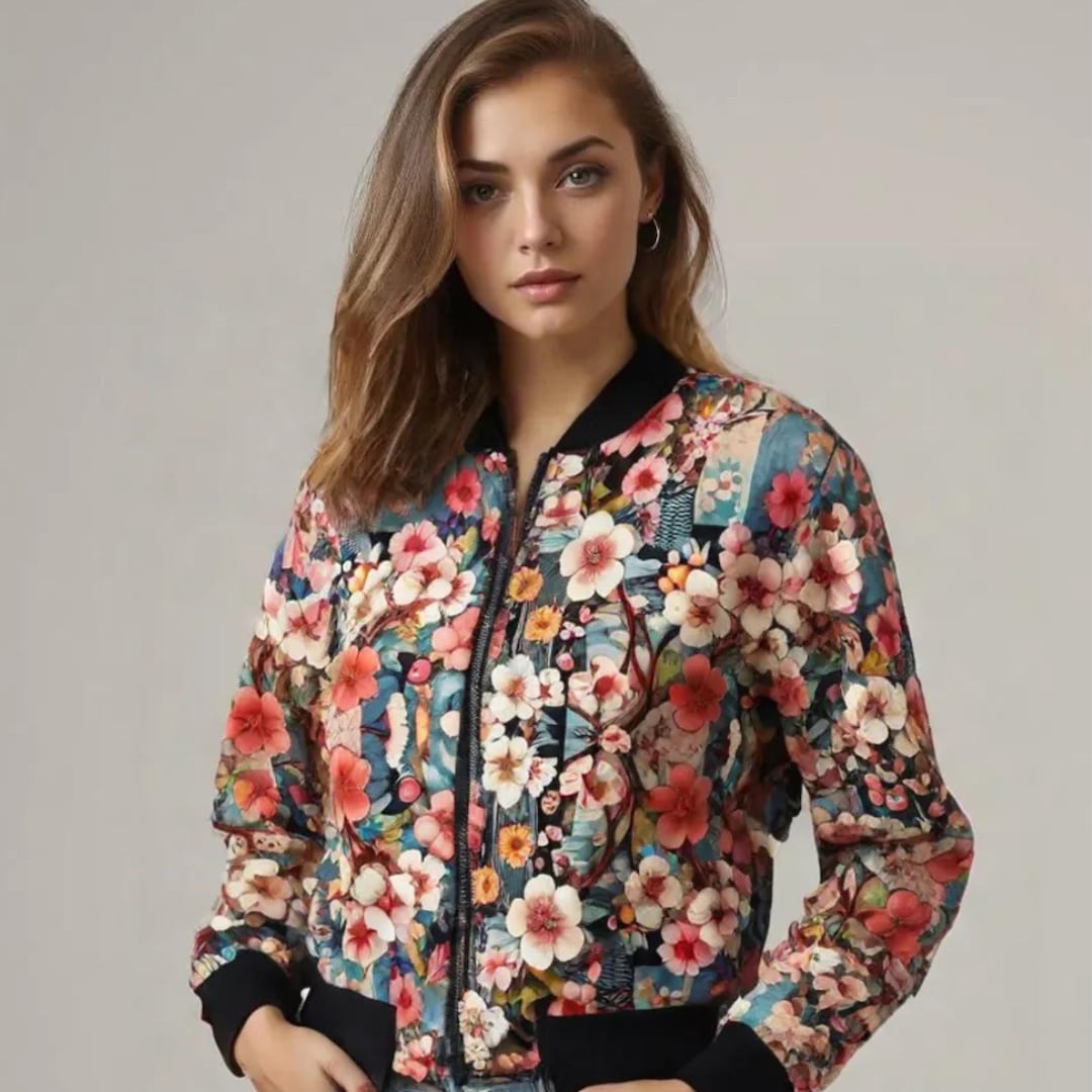 Sakura Bomber Jacket - Japan Streetwear, Y2K Floral Jacket, Harajuku ...