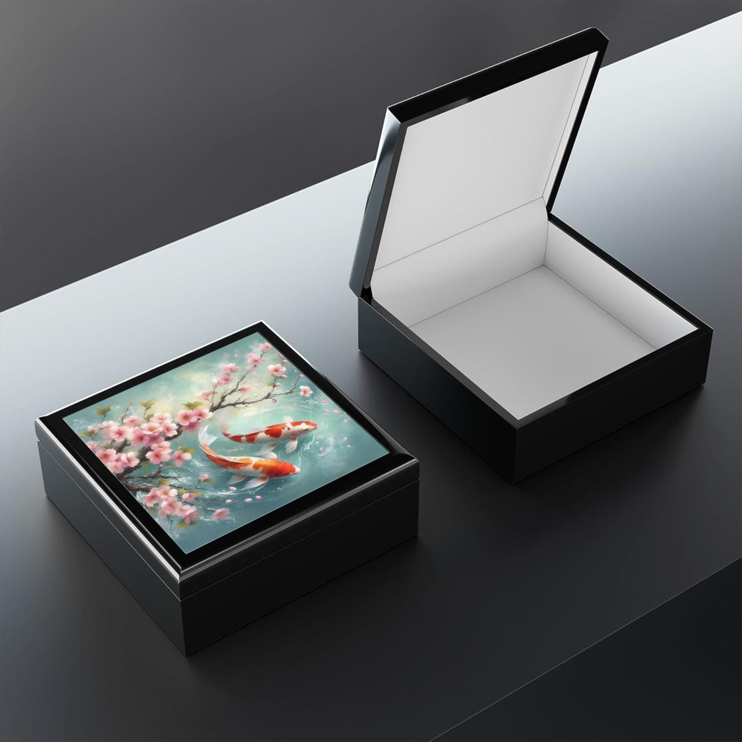 Koi Fish Jewelry Box Elegant Storage for Accessories, Japanese Art ...