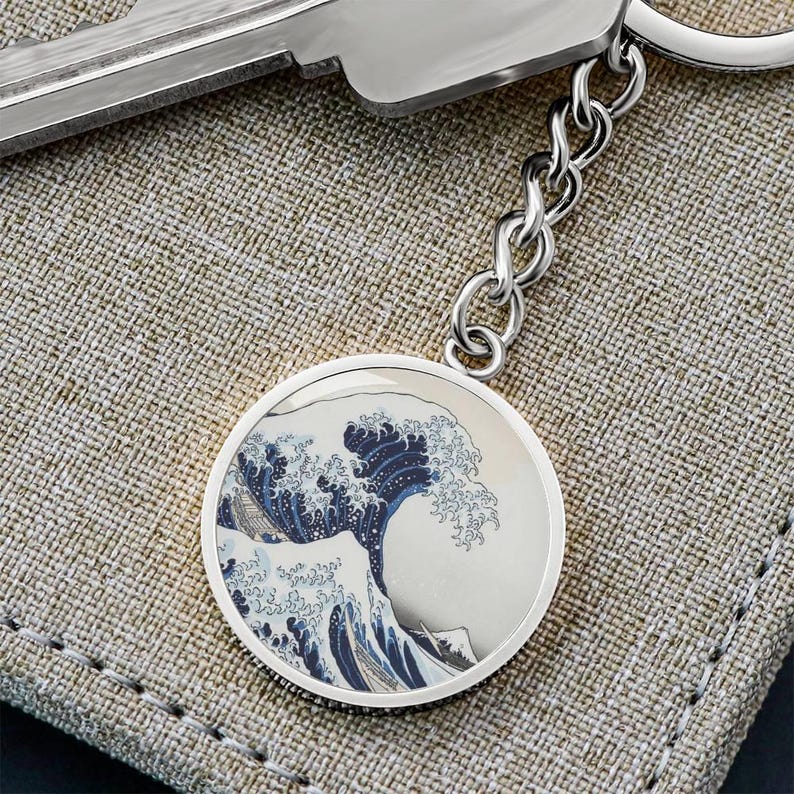 Hokusai "the Great Wave" Keychain | Custom Engraved Japanese Art ...