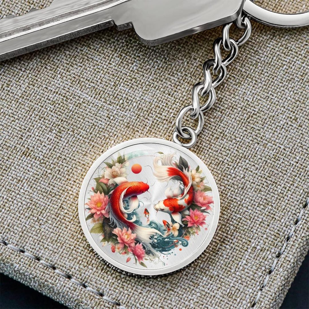 Elegant Koi Fish Keychain With Custom Engraving Option - Etsy