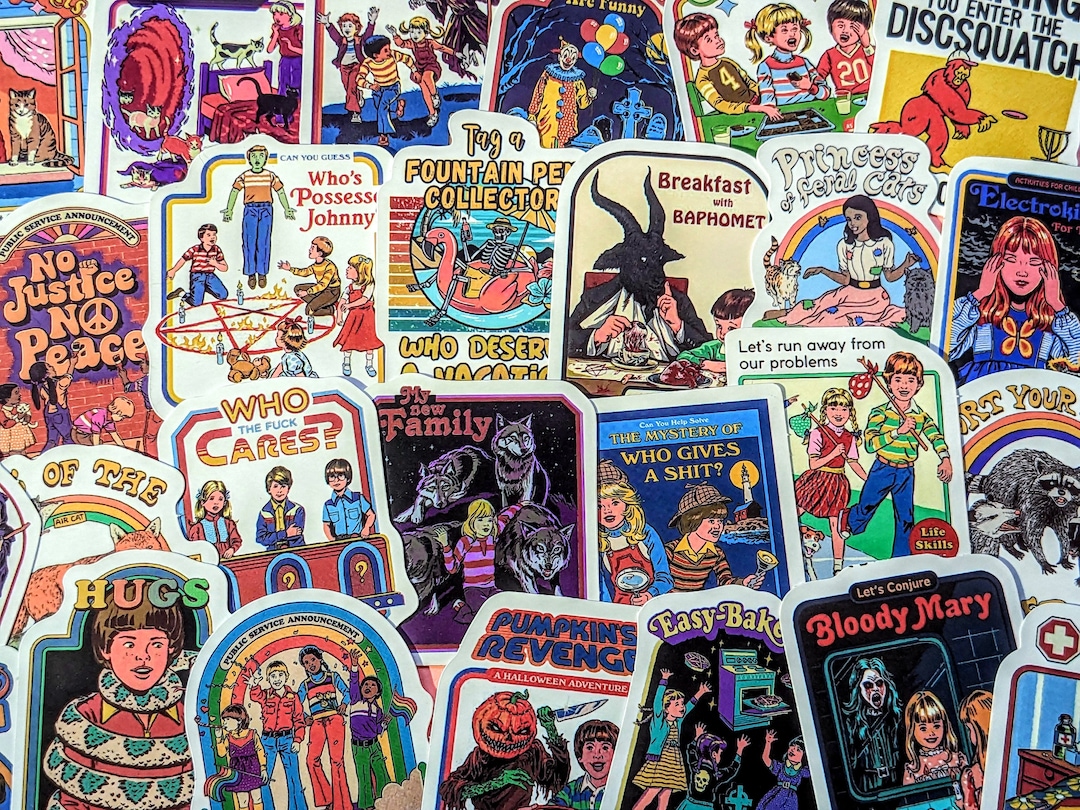 VINTAGE SATAN FUNNY Sticker Set, Retro Style Artwork, Breakfast With ...