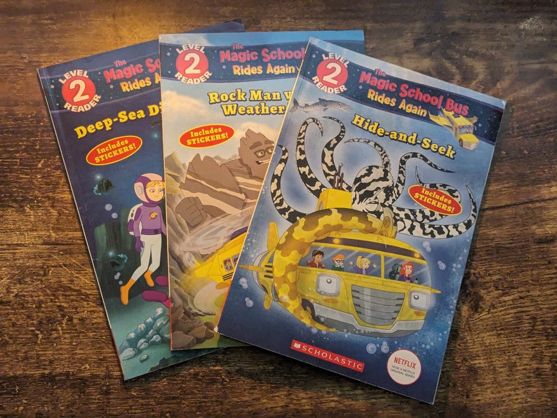 5pk MAGIC SCHOOLBUS BOOKS Level 2 Paperbacks & Stickers Deep Sea Dive ...