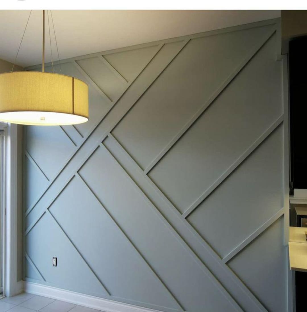 Custom Geometric Accent Wall Design Asymmetrical Wall Molding ...