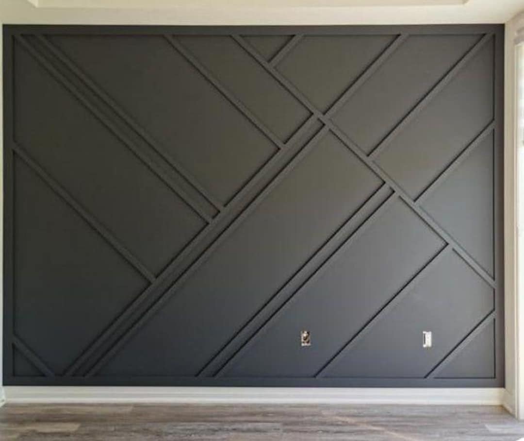 Custom Geometric Accent Wall Design Asymmetrical Wall Molding ...