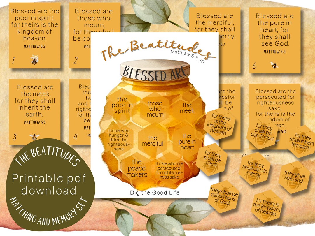 Beatitudes Kids Learning Pack Printable Pdf Matching and - Etsy