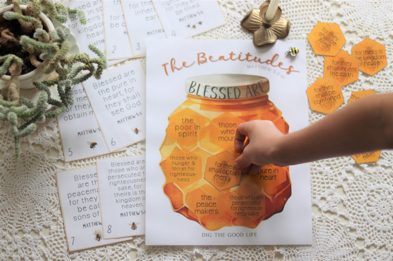 Beatitudes Kids Learning Pack Printable Pdf, Matching and Memory Verse ...