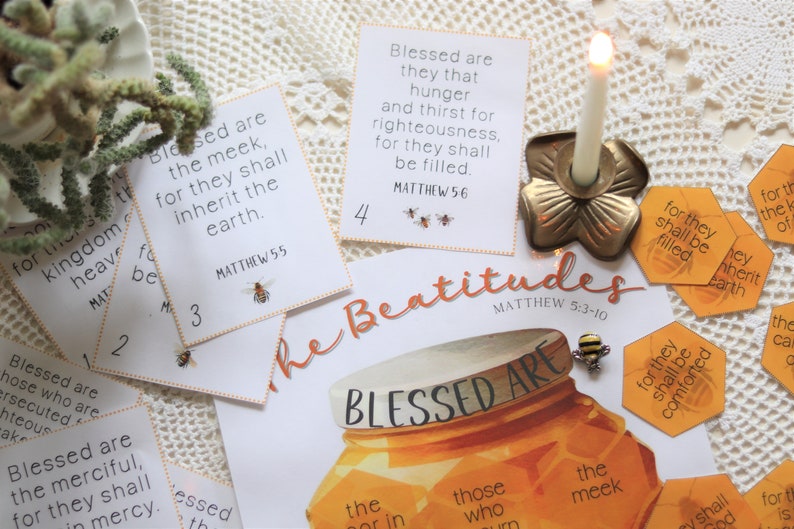 Beatitudes Kids Learning Pack Printable Pdf, Matching and Memory Verse ...