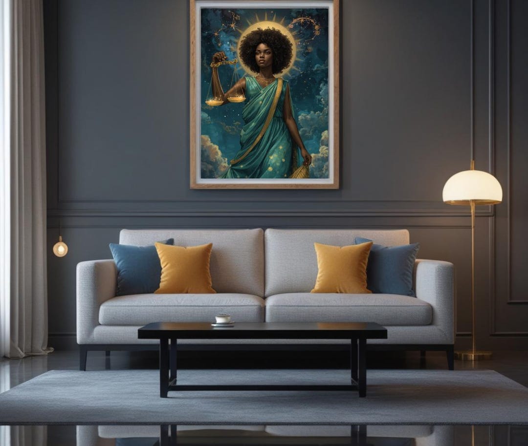 Libra Goddess Art Print: African American Zodiac Astrology (digital ...