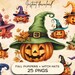 Fall Pumpkin Faces + Witch Hats (25 Pngs), Clipart Bundle, Printable ...