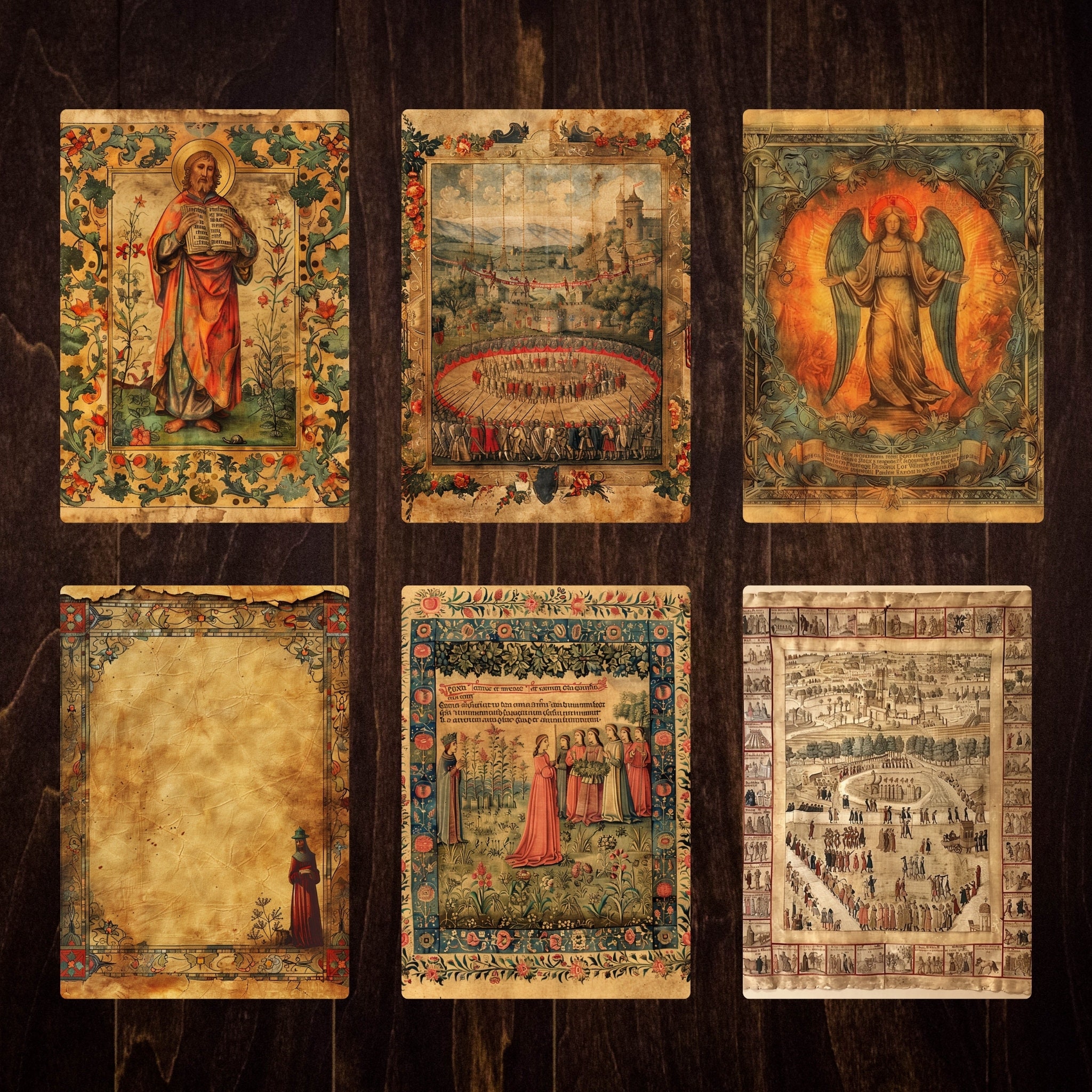 Illuminated Manuscript Medieval Junk Journal Pages 50 PNG, Scrapbooking ...