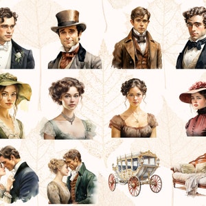 Jane Austen's "emma" Victorian Clipart (60 PNG), Literary Romance Junk ...
