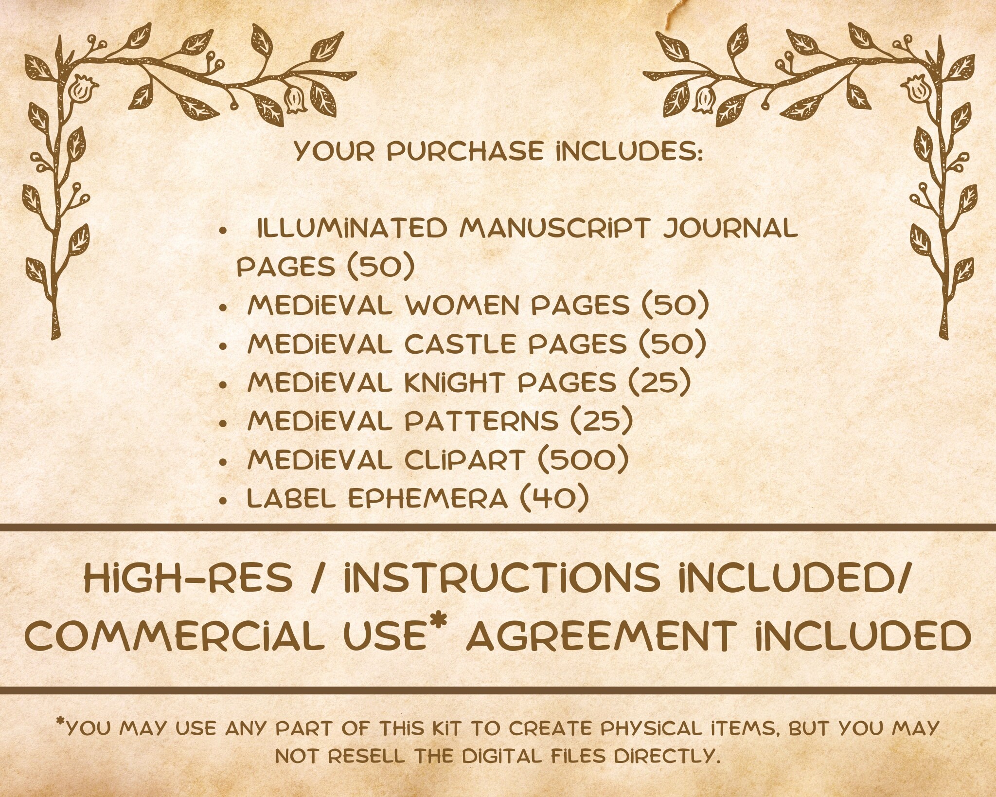 Medieval Junk Journal Kit (740+ PNG), Illuminated Manuscript ...