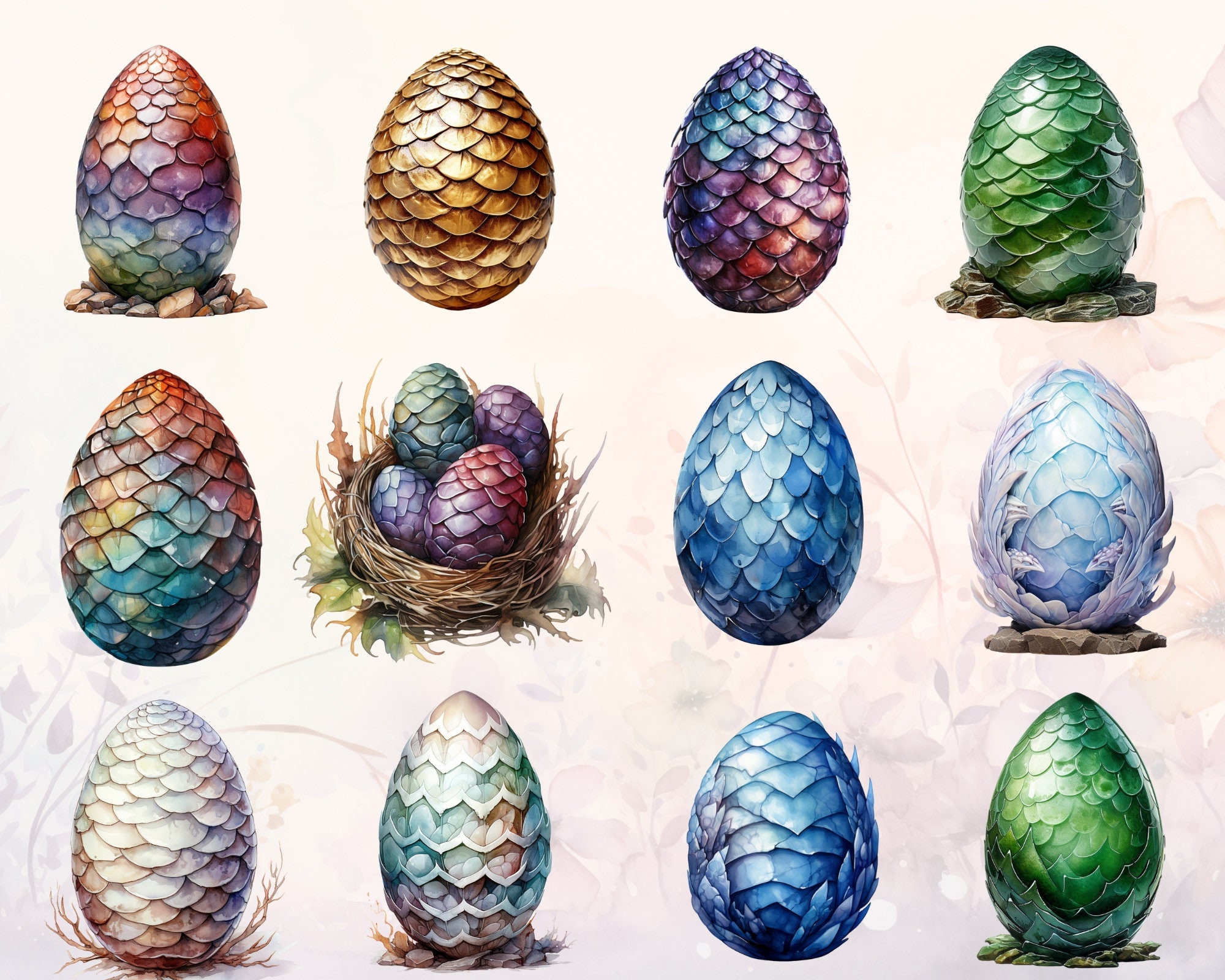 Watercolor Fantasy Dragon Clipart 35 Pngs, Magic Creature Art, Mythical ...