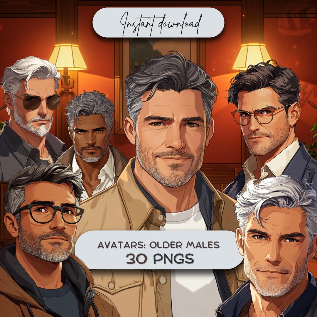 Visual Novel Zaddy Male Avatars Bundle (30 PNG), High-res Interactive ...